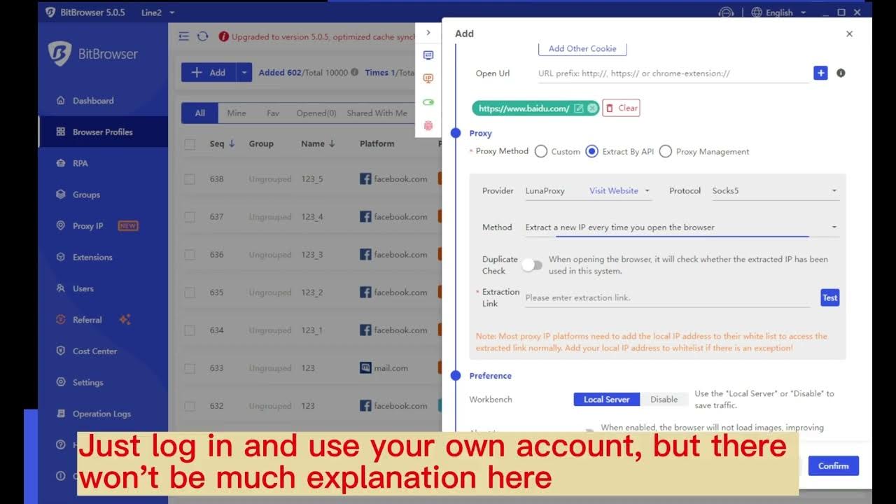 BitBrowser - Proxy IP platform API extraction link tutorial - YouTube