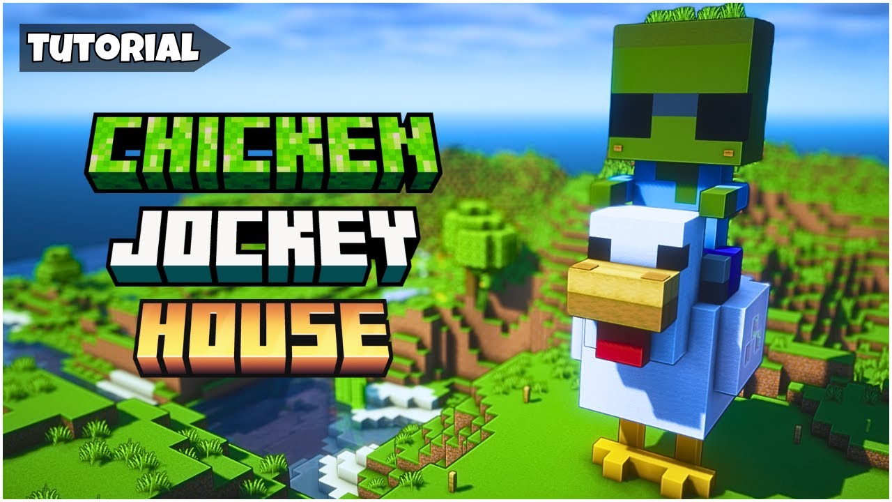 Minecraft: CHICKEN JOCKEY House | Cute Statue Base Tutorial 💚 - YouTube