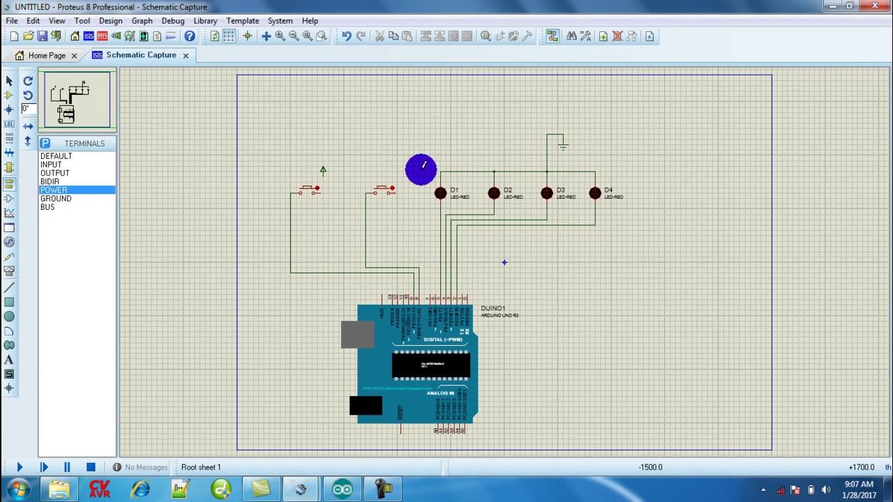 arduino proteus simulation with button - YouTube