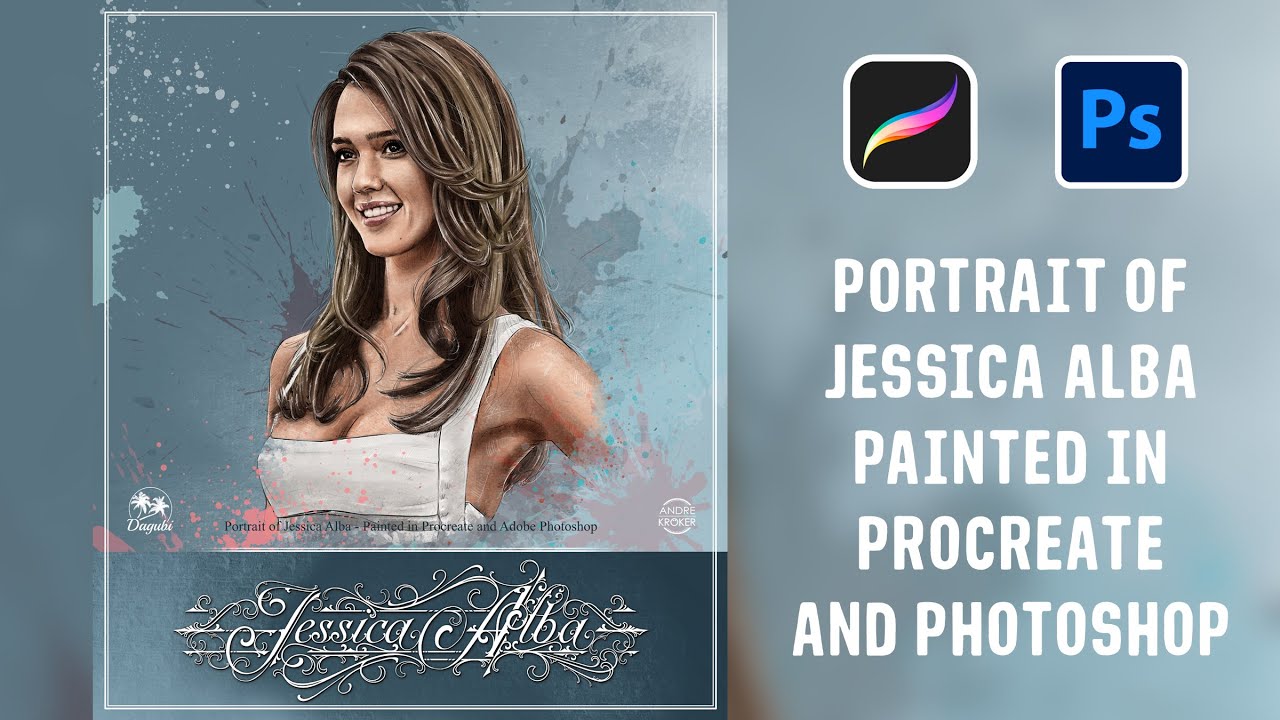 Portrait and Lettering Painting Process of Jessica Alba in Procreate ...