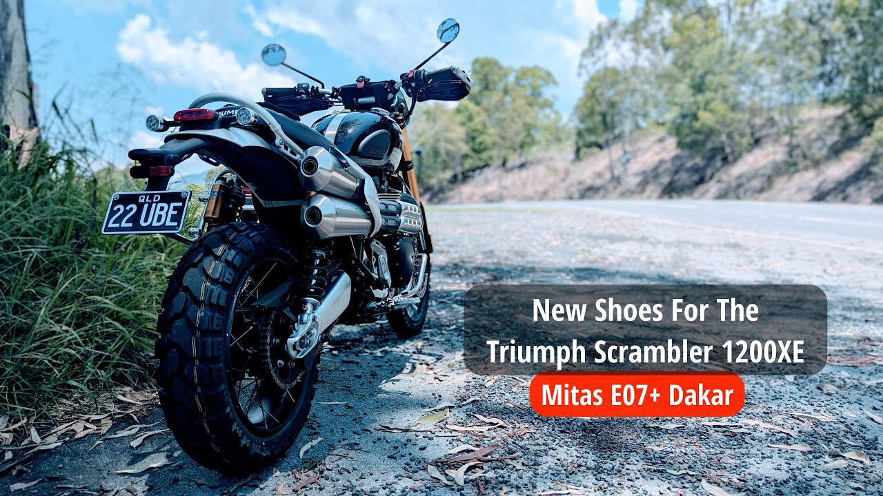 New Tires Mitas E07+ Dakar Triumph Scrambler 1200XE - YouTube