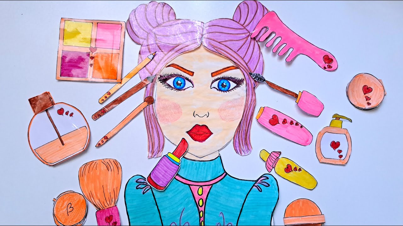 [💸paperdiy💸] asmr makeup💋💄 [Tutorial] makeup art🎨| paper play - YouTube