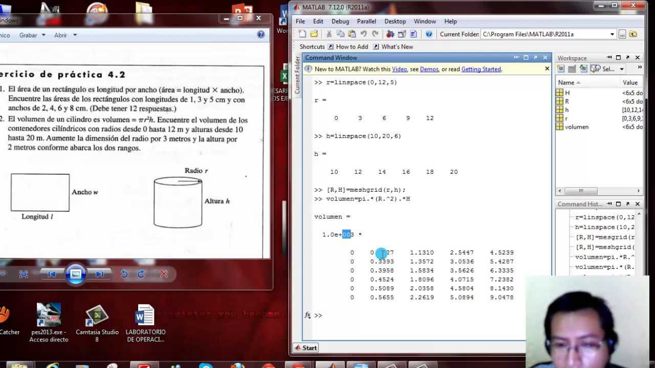 Ejercicio desarrollado con Matlab (función linspace y meshgrid) - YouTube