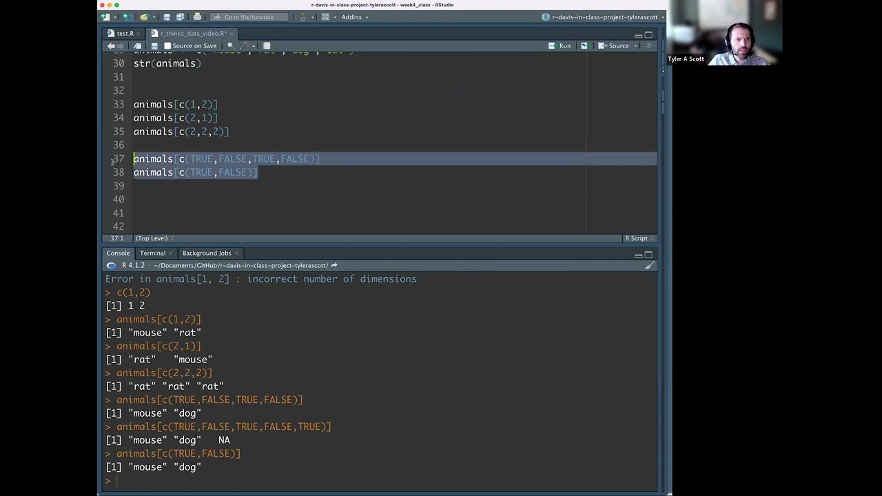 Week 25 How R Thinks Data Ii Subsetting And Indexing Vectors Youtube