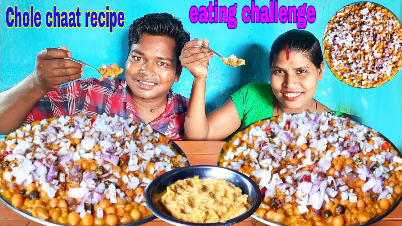 Chole chaat recipe | village style chaat recipe | Chole chaat eating ...