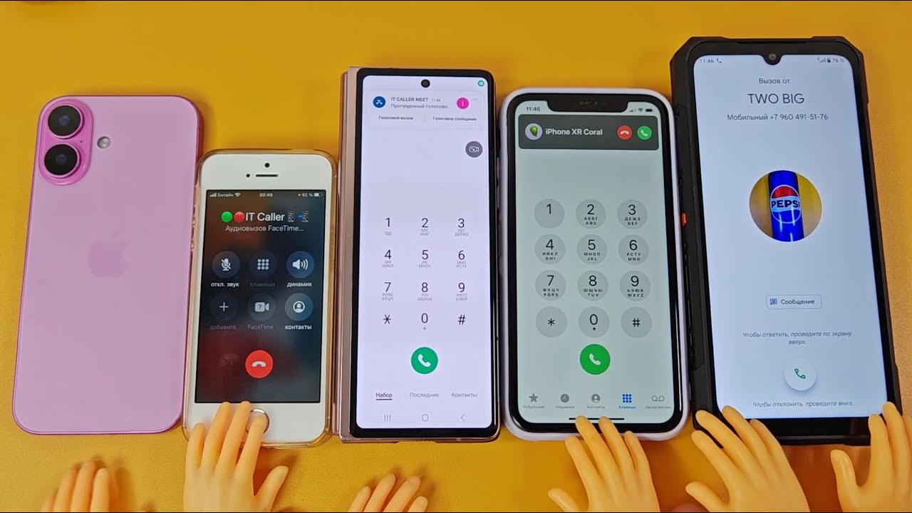 GOOGLE MEET & FACETIME INCOMING CALL SMALL HANDS TWO IPHONES SAMSUNG ...