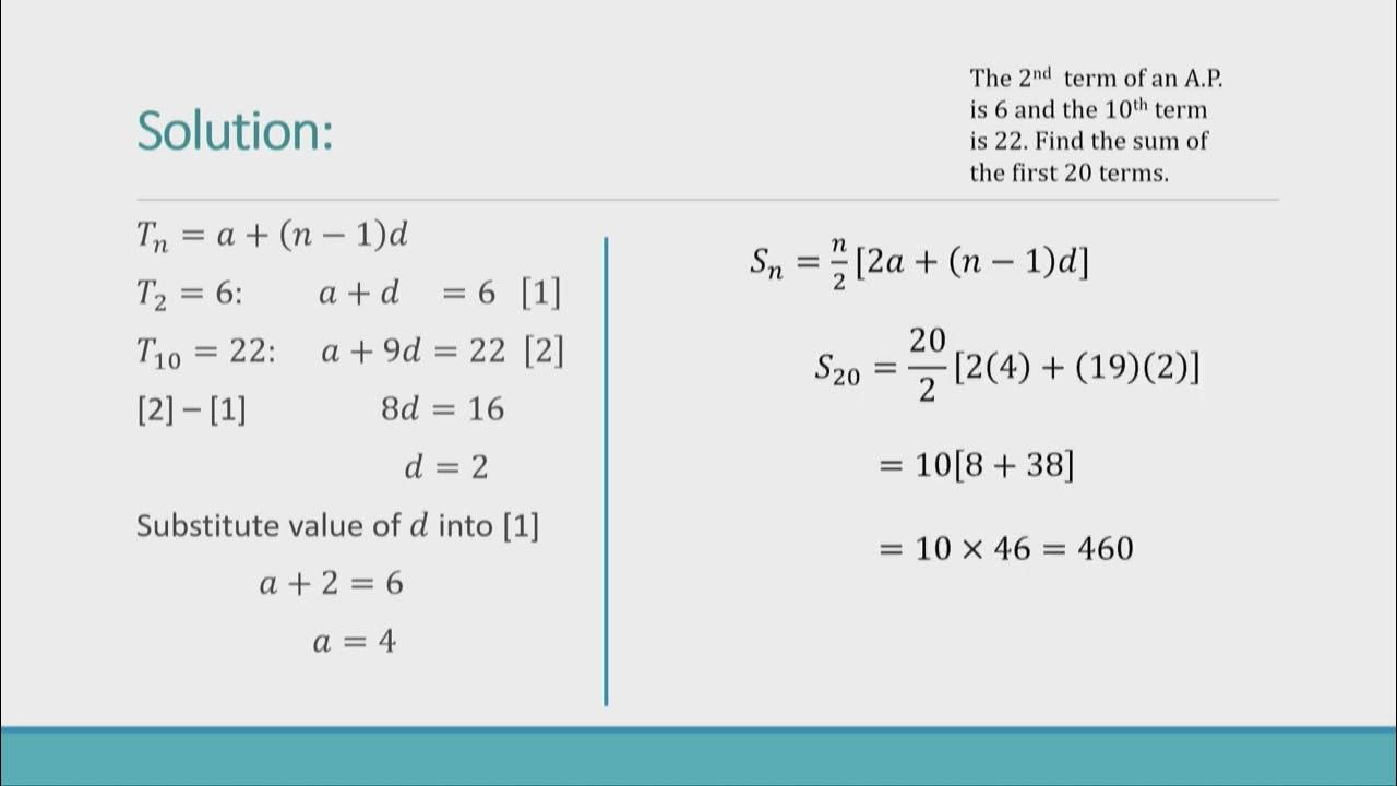 Additional Maths G10 11 Arithmetic Sequences Part 2 - YouTube