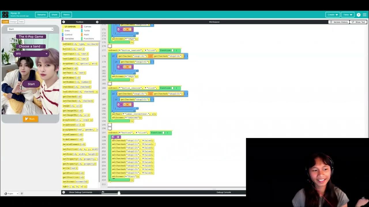 Code.org-App Lab kpop quiz/game - YouTube