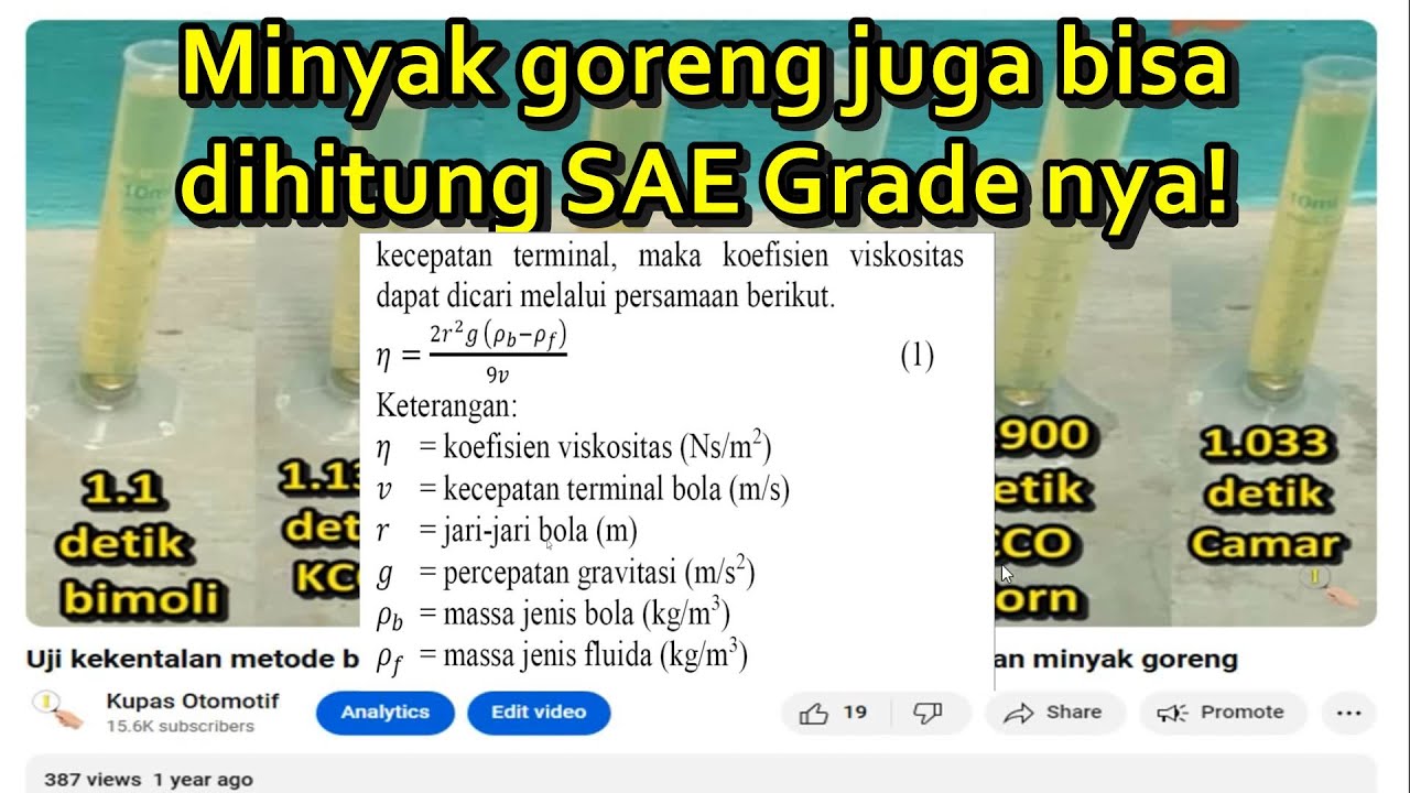 Cara menghitung SAE Grade minyak goreng / oli, kesalahan fatal rumus di ...