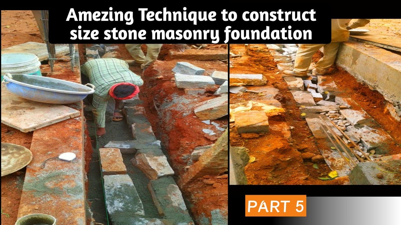 Amazing Size stone Masonry construction Indian style Foundation ...
