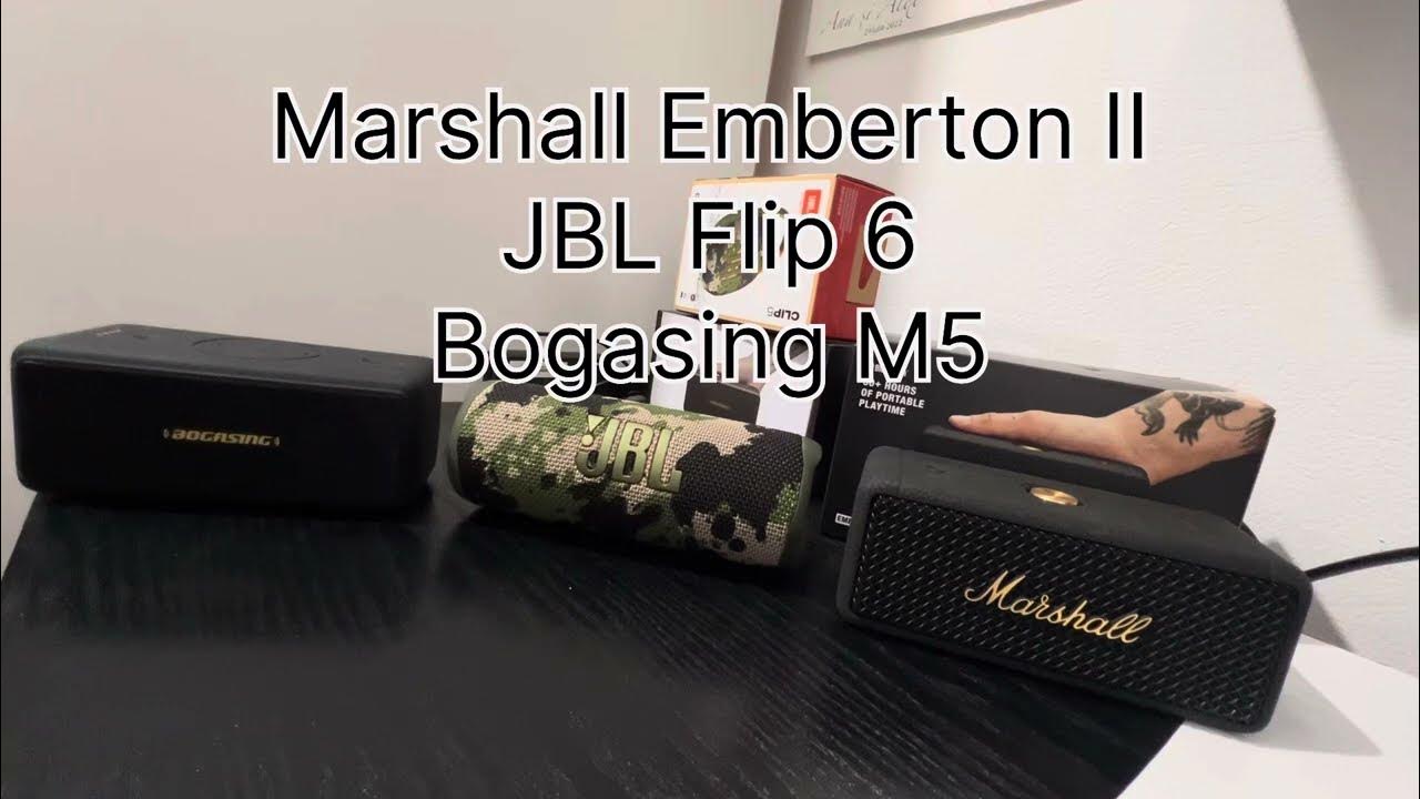 Marshall Emberton II vs Bogasing M5 vs Jbl Flip 6💥 20w vs 40w vs 30w💥180E vs 70E vs 130E - YouTube