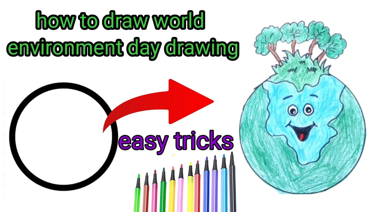 how to draw a world 🌍 environmental drawing, 5 June world environment ...