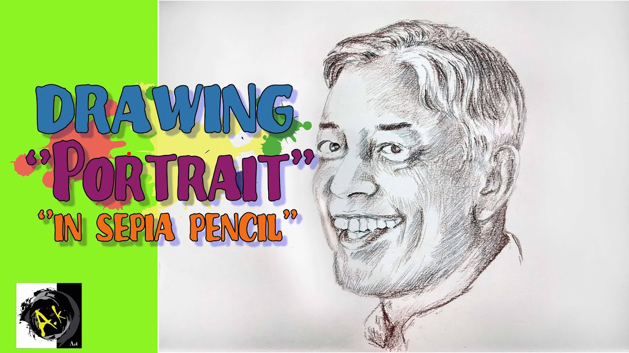 "Drawing Portrait in Sepia pencil" #ep8 - YouTube