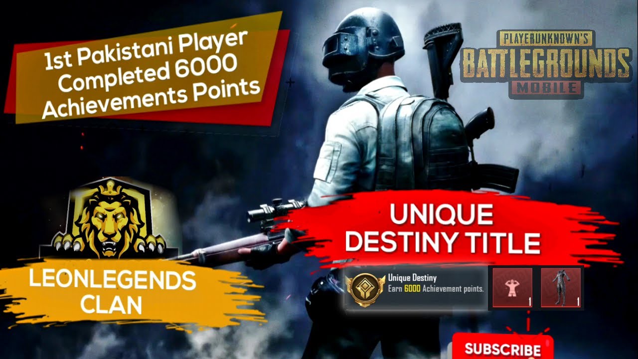PUBG MOBILE UNIQUE DESTINY TITLE 6000 ACHIEVEMENTS POINTS DONE - YouTube