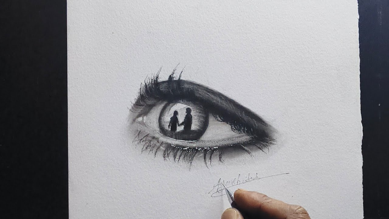 Drawing Eye With Charcoal || How to draw a realistic eye ||Time speed ...