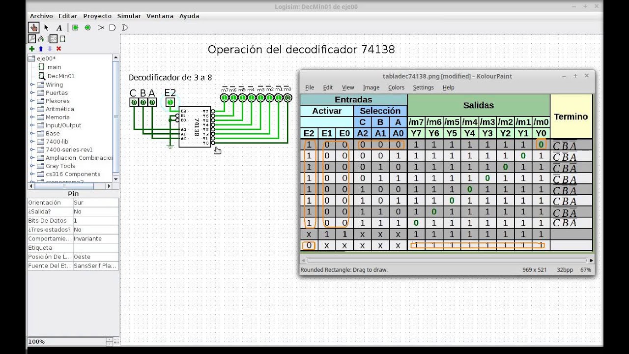 Funcionamiento del decodificador 74138 - YouTube