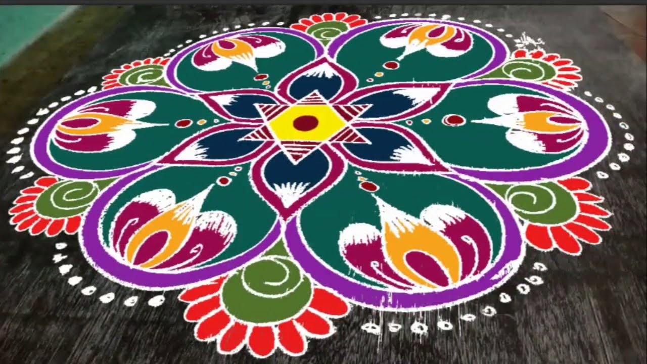 Star rangoli design 1005 - YouTube