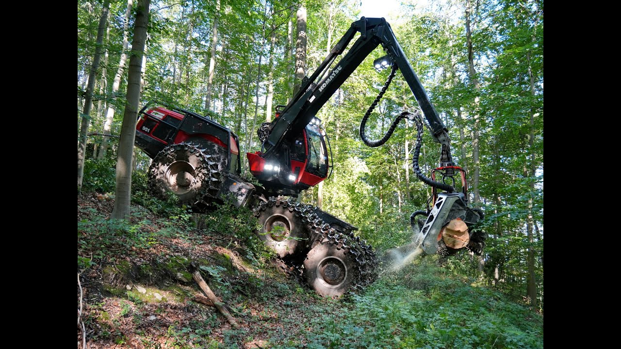 🌲*Steilhang* Komatsu 951 / C164 & TWinch 10.3 • Durchforstung ...
