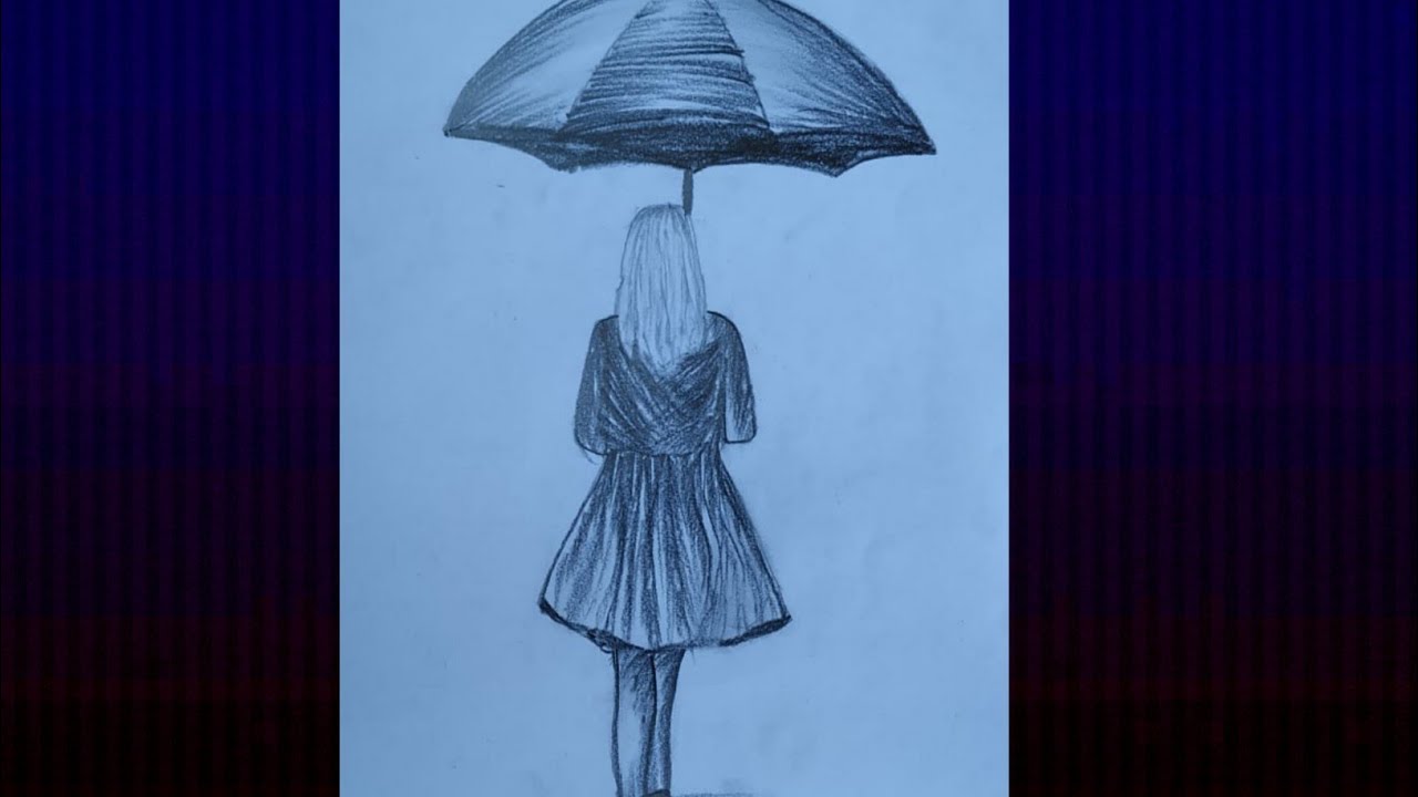 Girl with an umbrella||easy pencil drawing for beginners||tutorial ...