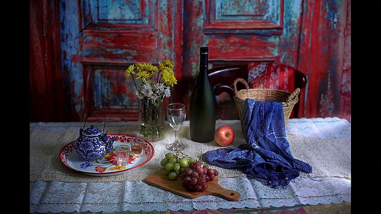 Вино и грозде на масата - пано за стена - YouTube