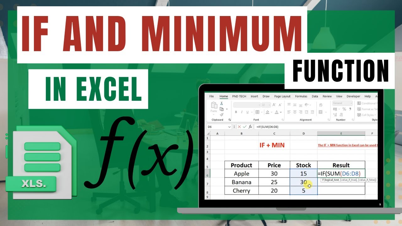 How To Use If And Minimum Function In Excel - YouTube