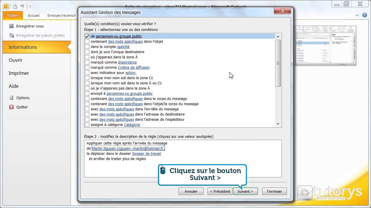 Règles Outlook 2010 - YouTube