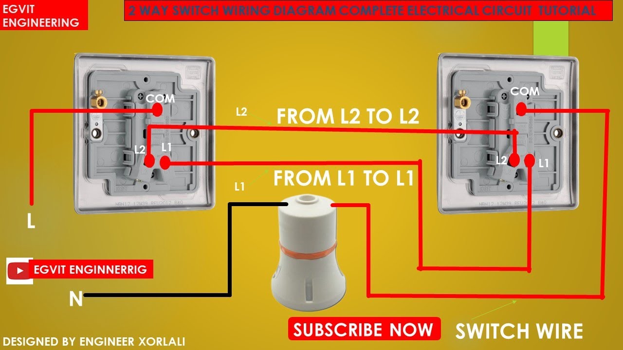2 way switch wiring diagram complete electrical circuit tutorial - YouTube