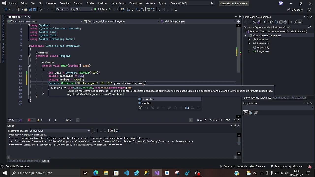 Variables de tipo string,double,decimal,flotante,int en c# - YouTube