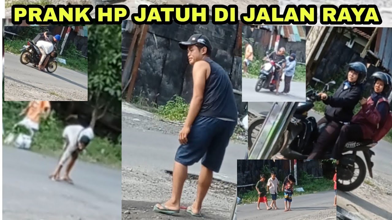 PRANK HP JATUH DIJALAN RAYA 🤣 - YouTube