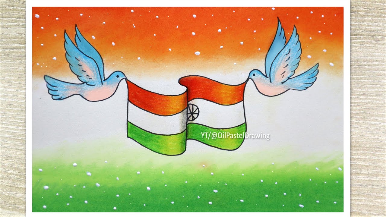 Independence Day drawing easy and beautiful / Indian Flag Drawing for ...