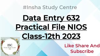 Nios Class 12 Data Entry Operations 632 Practical File Nios Class 12 Vocational Subject Nios ...
