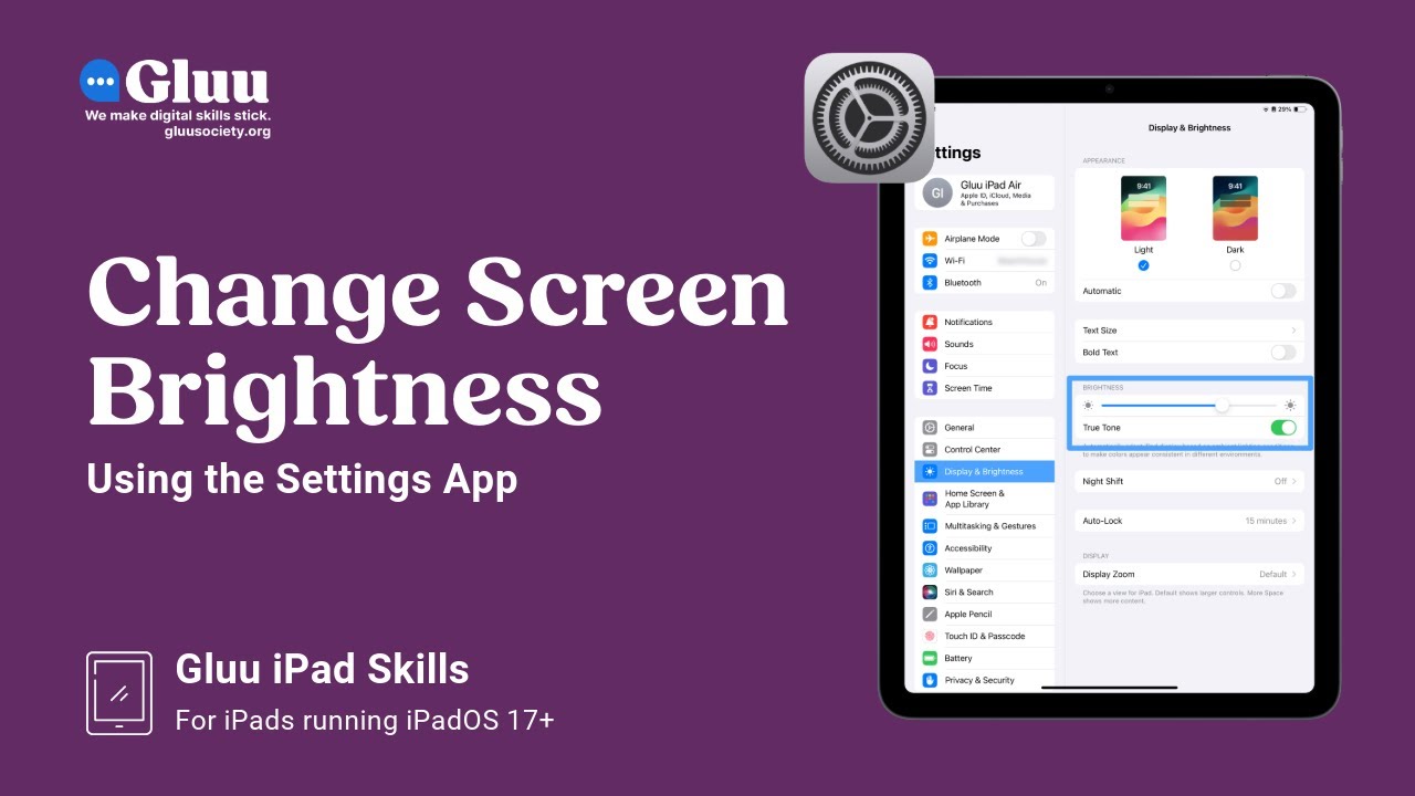 How to Change Screen Brightness Using the Settings App on iPadOS 17 ...