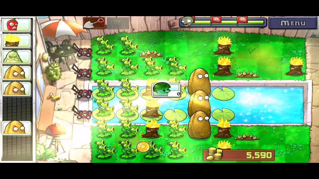Plants vs Zombie Game-Play | Pool Level (Lev 10.) Complete.. - YouTube