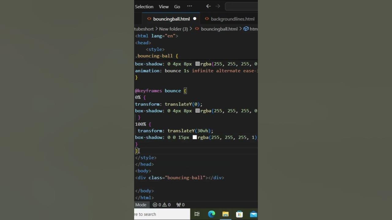 Bouncing Ball Html Css Shorts Youtube