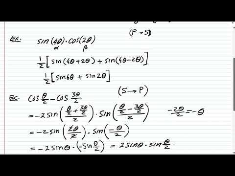Lecture 34: Product to sum and Sum to product Formulas - YouTube