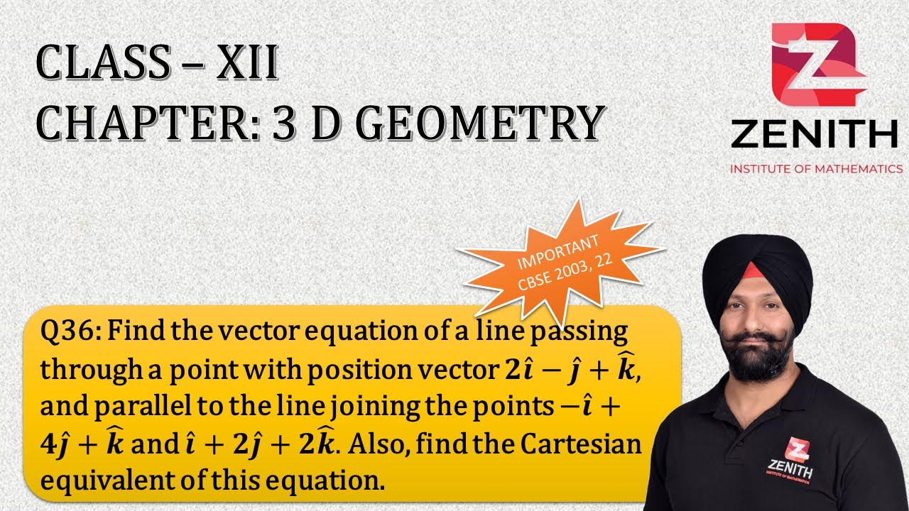 Find the vector equation of a line passing through a point with ...