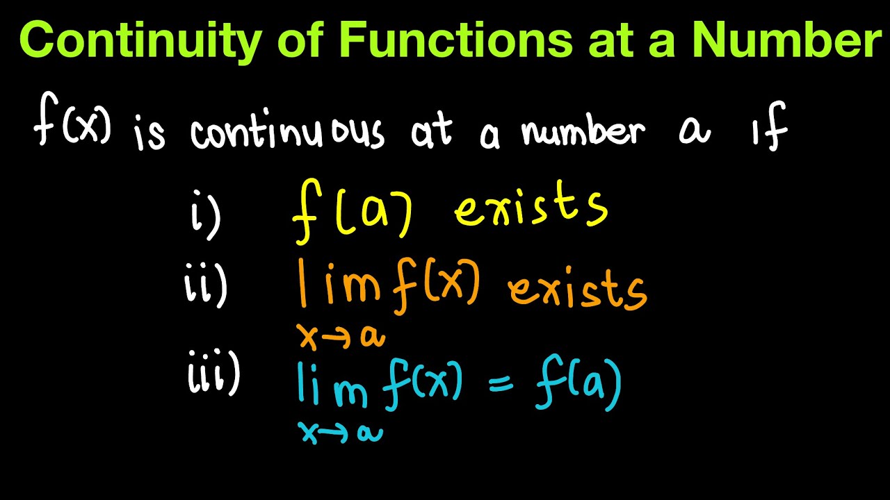 Differential Calculus: Continuity of Functions at a Number Part 1 - YouTube