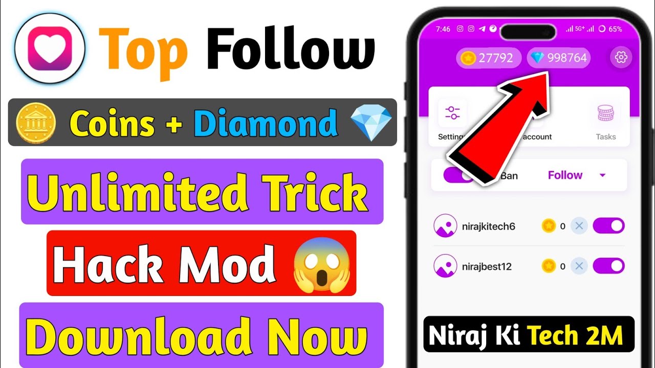 Top Follow App Hack Version 😎 | Top Follow App Unlimited Coins 2025 ...