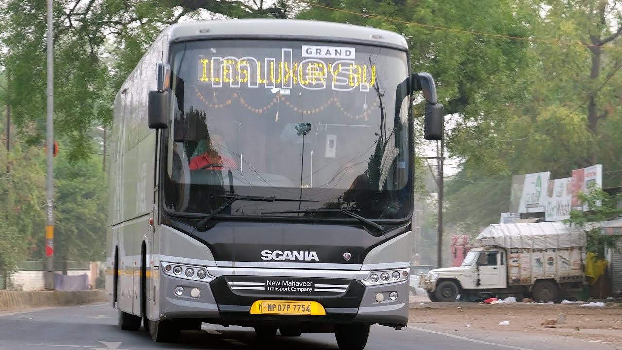 Only Scania Bus On Jaipur 🔂 Gwalior Route | Miles | Scania Biaxle | AC ...