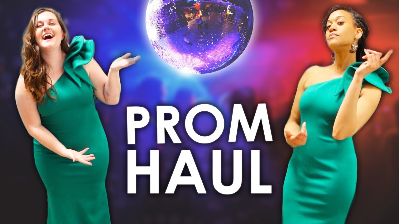 HUGE PROM Dress Try On with Mid Size and Tall Girl with Different Skin ...