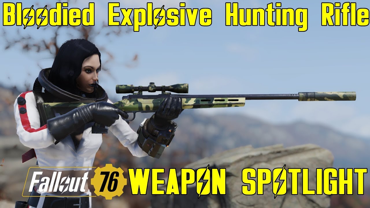 Fallout 76: Weapon Spotlights: Bloodied Explosive Hunting Rifle - YouTube