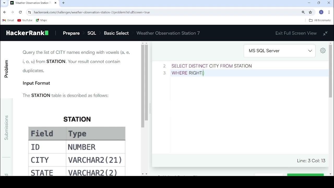 Weather Observation Station 7 Hacker Rank Solution | DAY 10/100 | SQL Solutions - YouTube