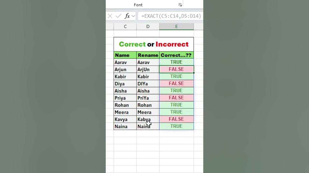 use exact function in excel - YouTube