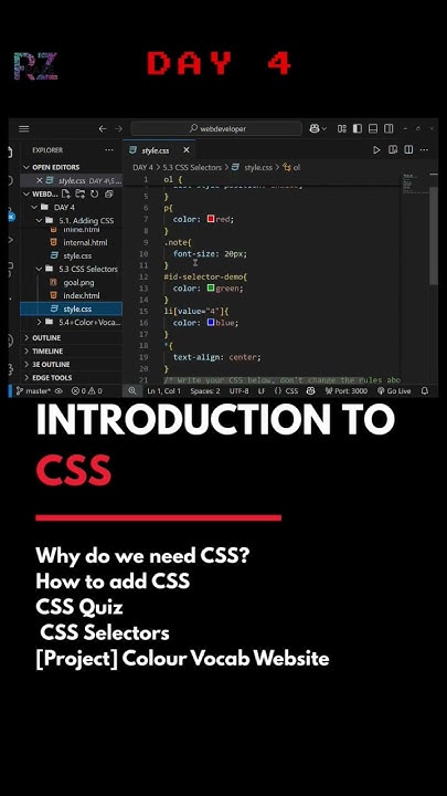 Thoughts: It was easy today as it was the basics of CSS which i already knew it. #codelife - YouTube