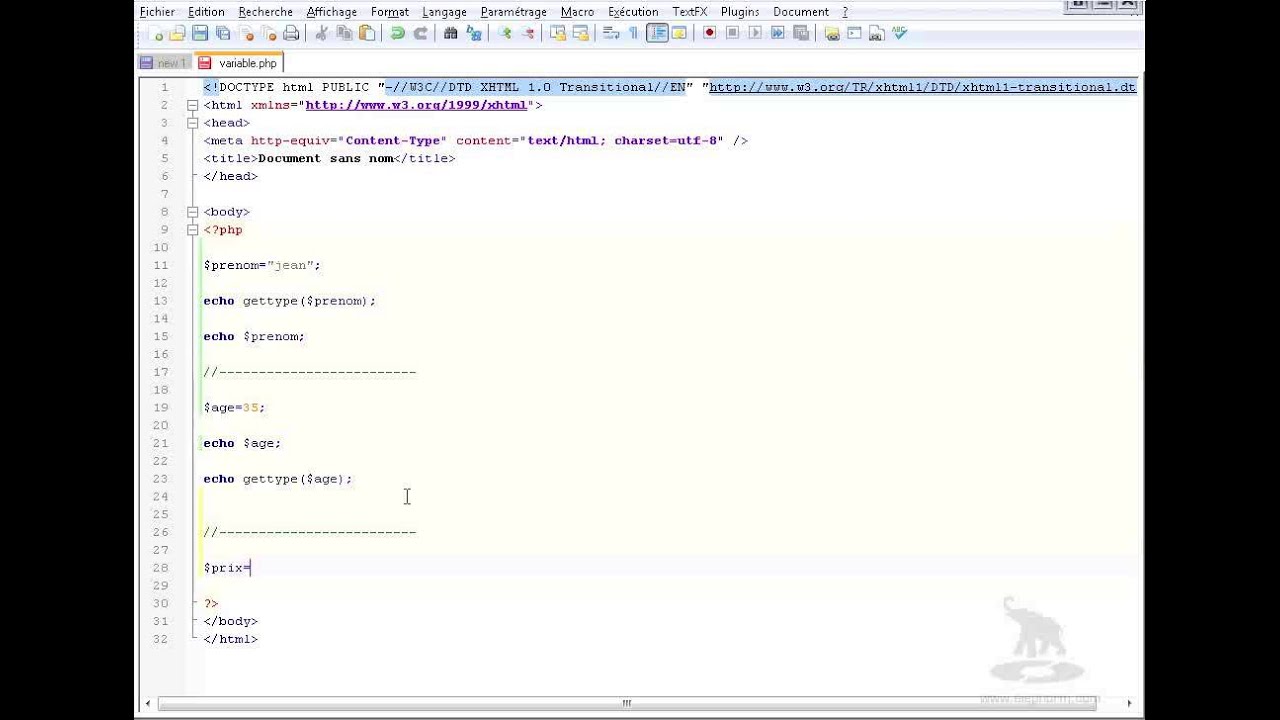 3 1 Php Mysql Les Variable Et Leurs Types Youtube