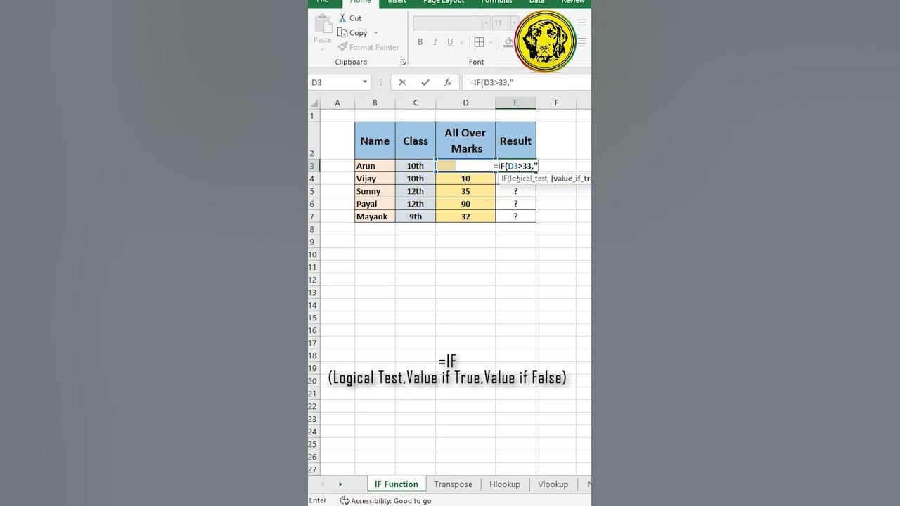 If Function In Excel Explained In Hindi Iffunction Youtube