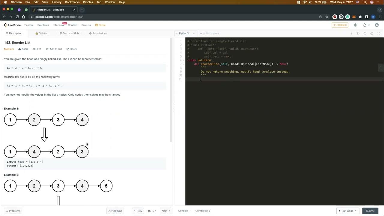Leetcode 143 Reorder List Python Youtube