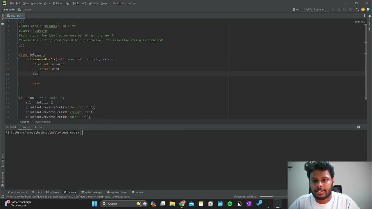 Day 1 2000 Reverse Prefix Of Word Leet Code Daily Coding Challenge Youtube