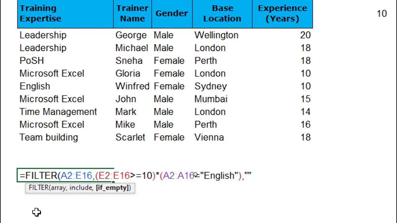 Excel (Office 365): FILTER function (Video 2) - YouTube
