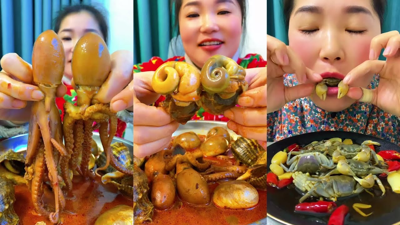 ASMR consuming seafood as well as a unique, delectable taste show ...